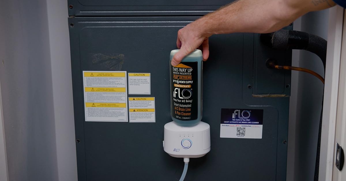 iFLO® Smart Automated AC Drain Line Cleaning System, Includes 36oz Car ...